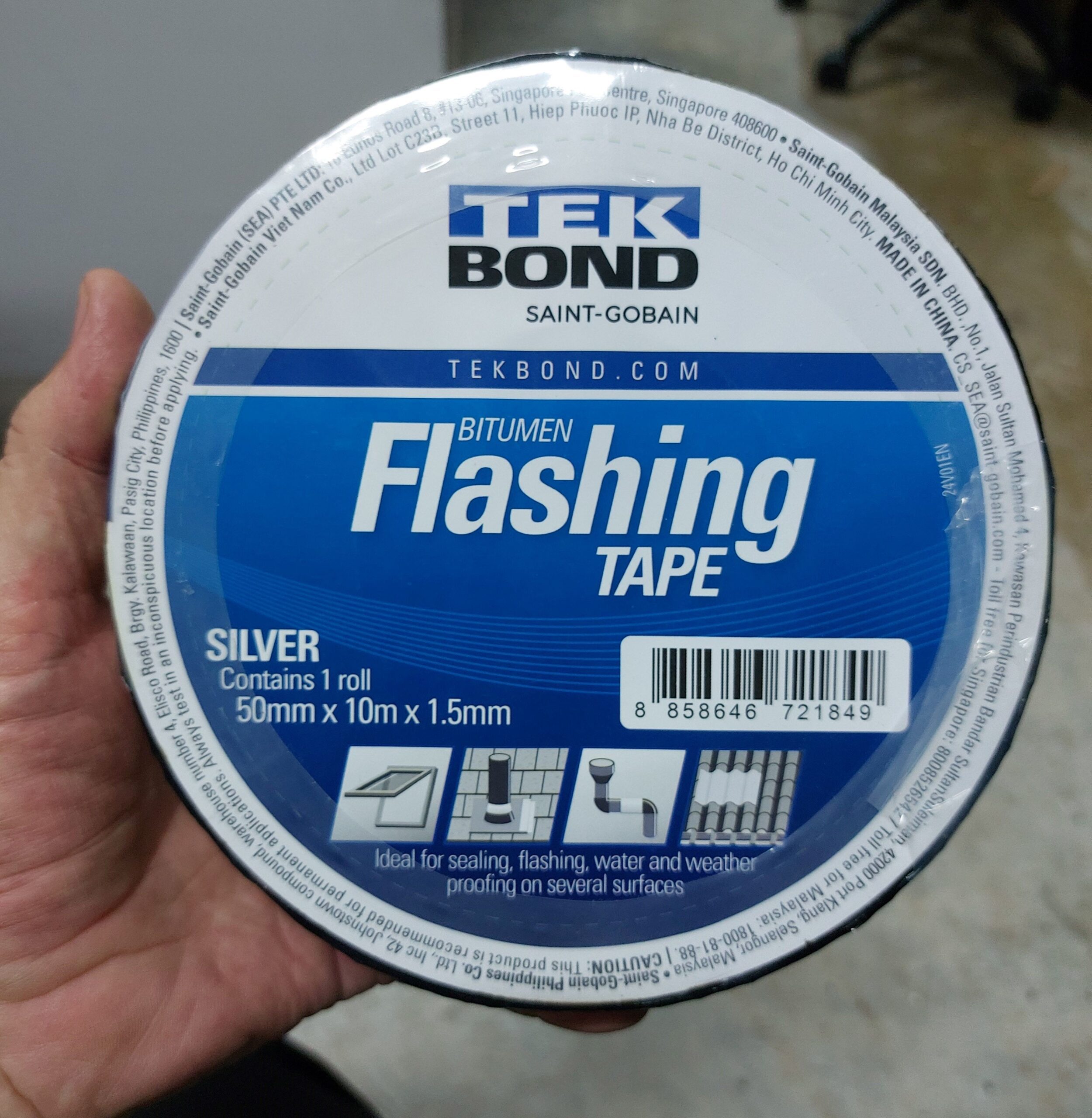 Tekbond 50mm X 10m X 1.5mm Bitumen / Asphalt Aluminium Flashing Tape